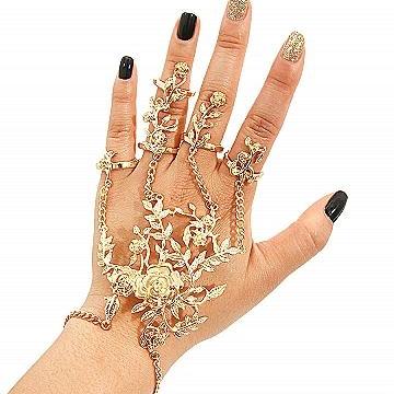 Leaf Ring & Bracelet Hand Chain Set on Luulla